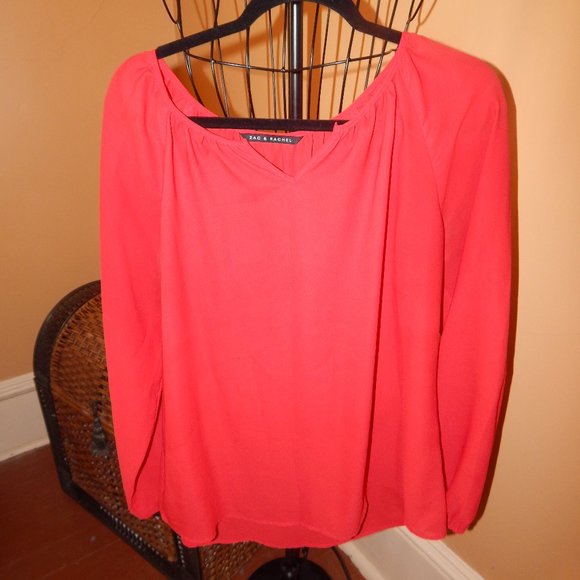 Zac & Rachel | Tops | Ladies Zac Rachel Bright Red Blouse Tunic Top ...